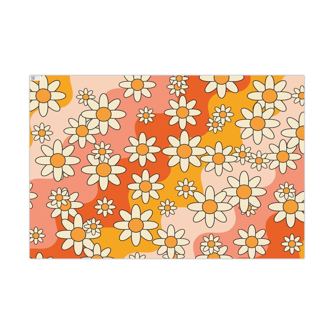 Retro-inspired Daisy Gift Wrap - 3 Sizes Available - Floral Wrapping ...