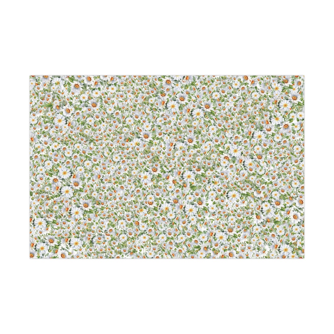 Daisy Gift Wrap - Floral Wrapping Paper - Flower Wrapping Paper - White ...