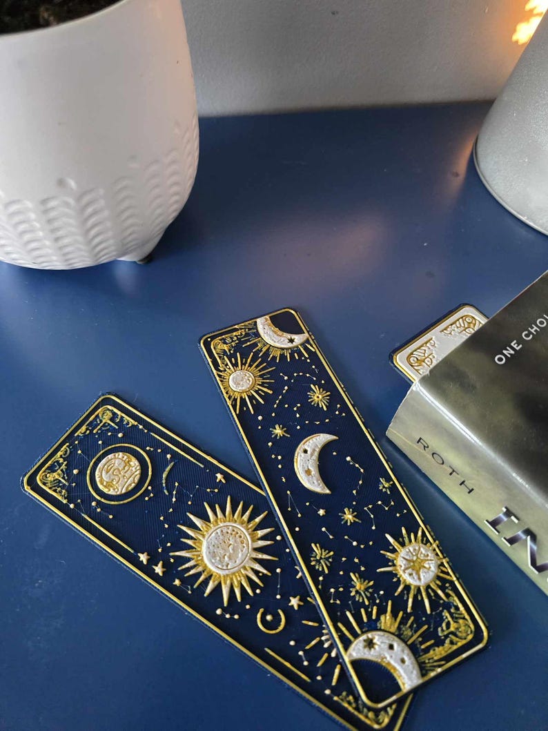 Celestial Design Bookmark Set 3D Printed Sun, Moon & Stars for Cosmic ...