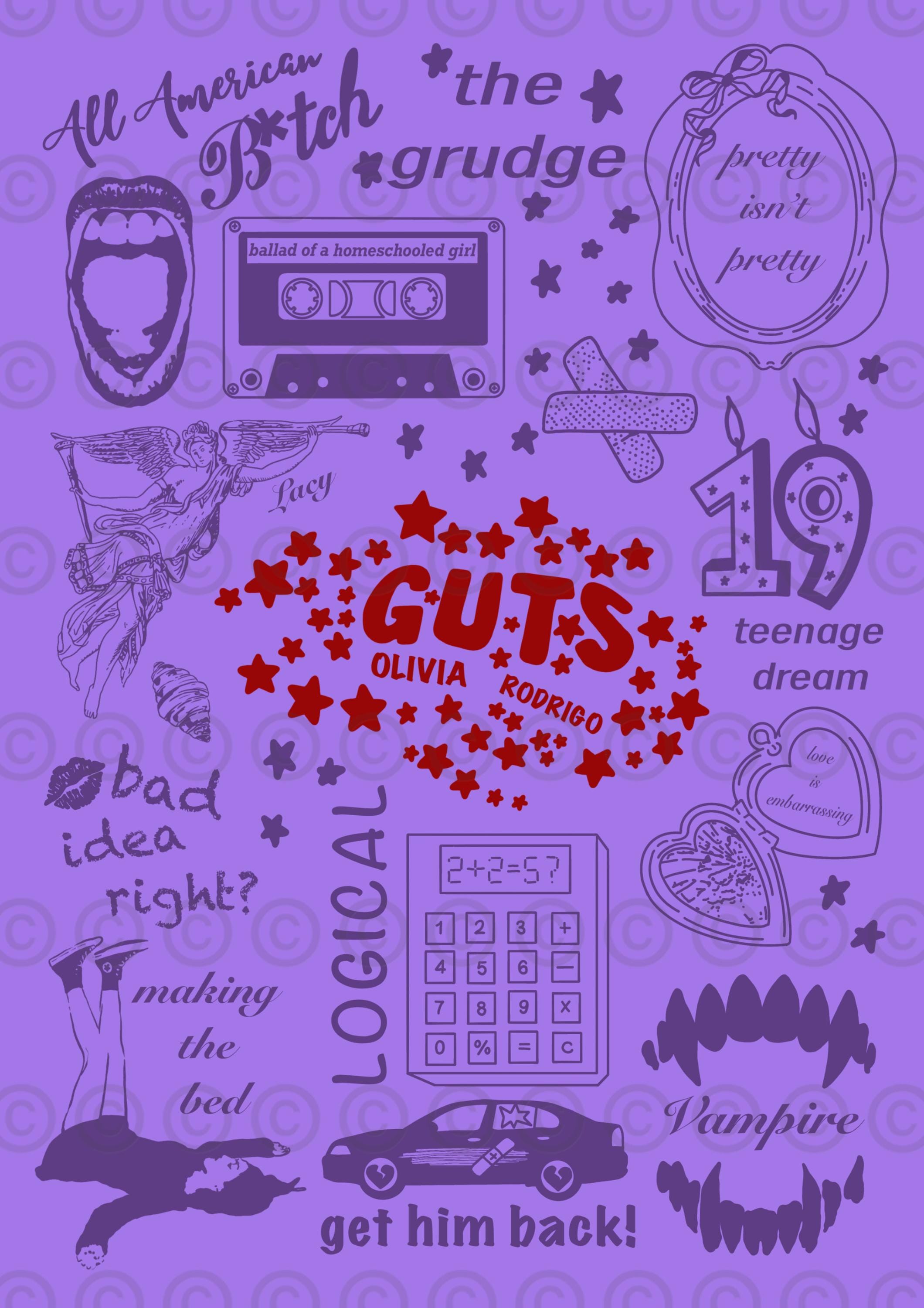 Olivia Rodrigo - Guts Album - A4 Poster - Etsy UK