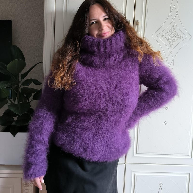 Purple Fuzzy Mohair Sweater - Etsy
