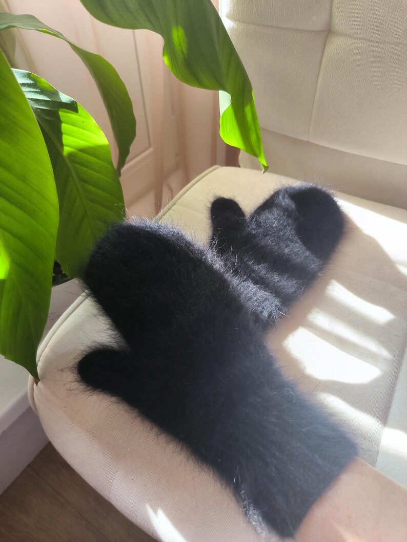 Angora Mittens Fluffy Wool Mittens Handmade Mittens Soft Warm Gift for ...