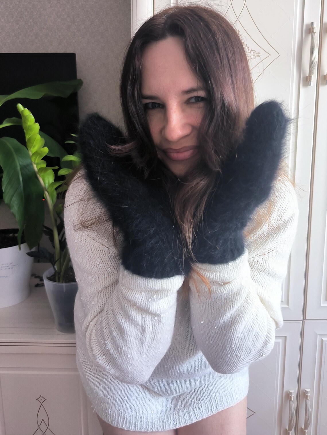 Angora Mittens Fluffy Wool Mittens Handmade Mittens Soft Warm Gift for ...