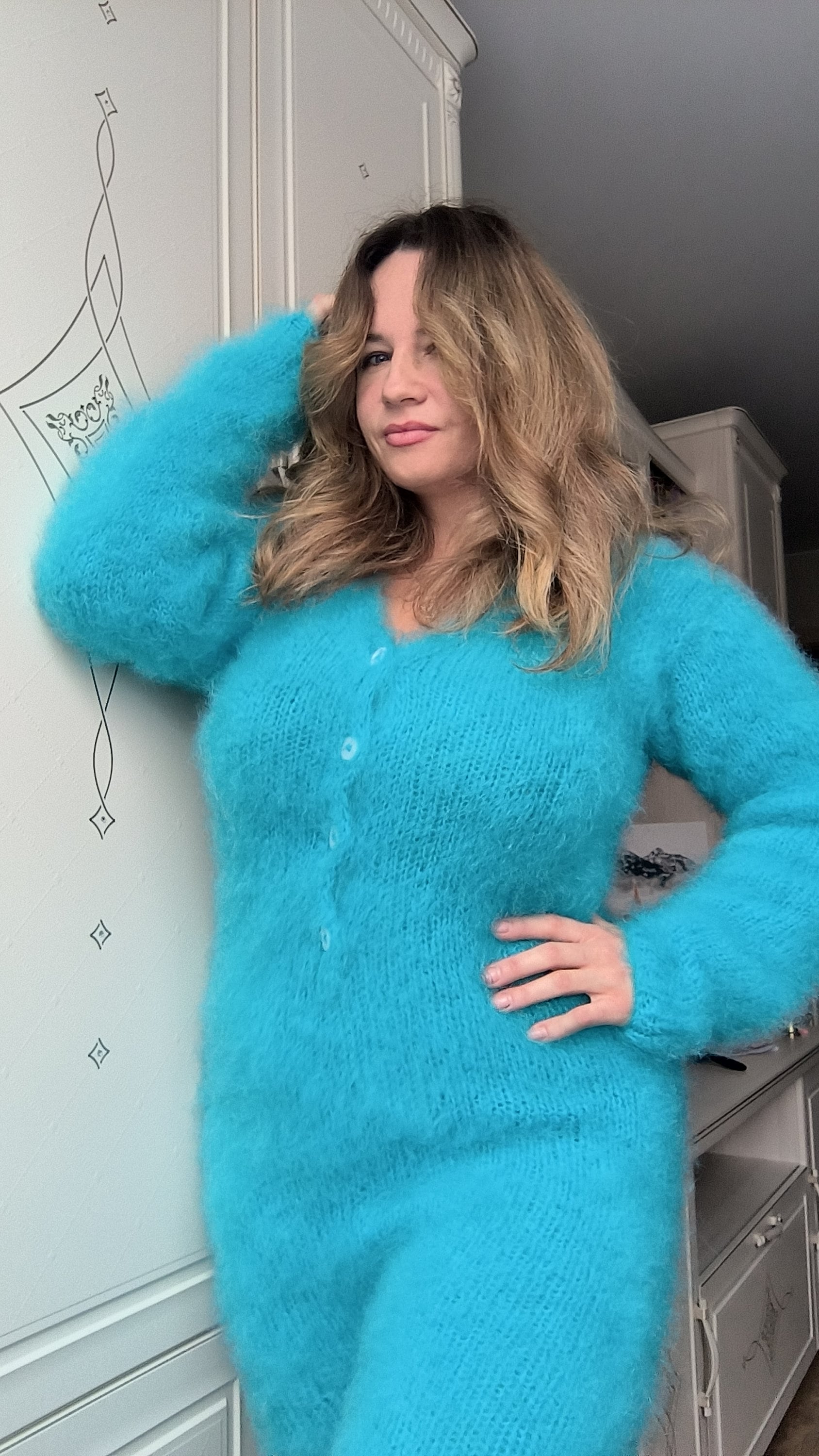 Fuzzy Blue Mohair Catsuit, Fluffy Mohair Suit - Etsy
