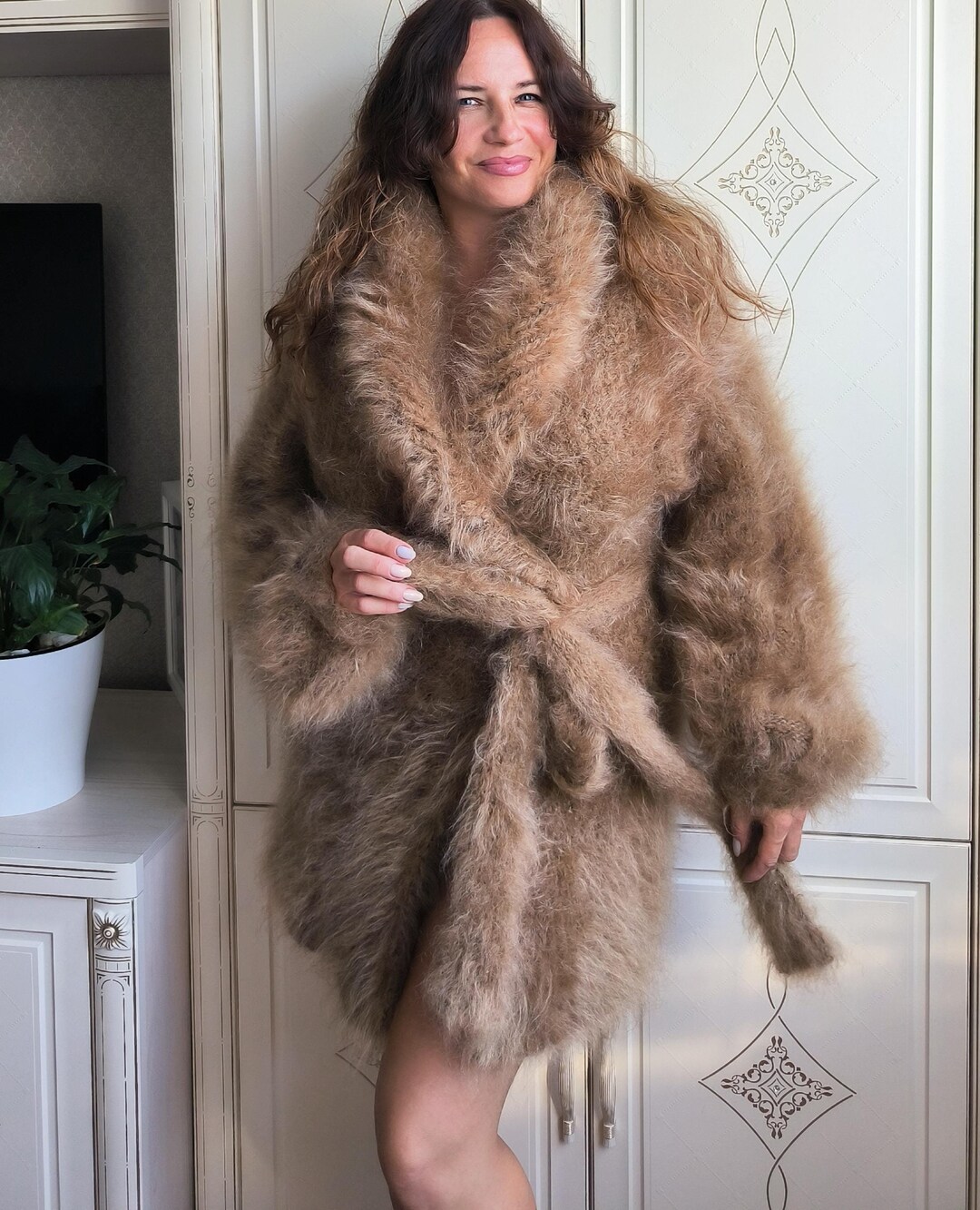 Thick Mohair Cardigan: Chunky Fuzzy Long Coat With Belt - Etsy