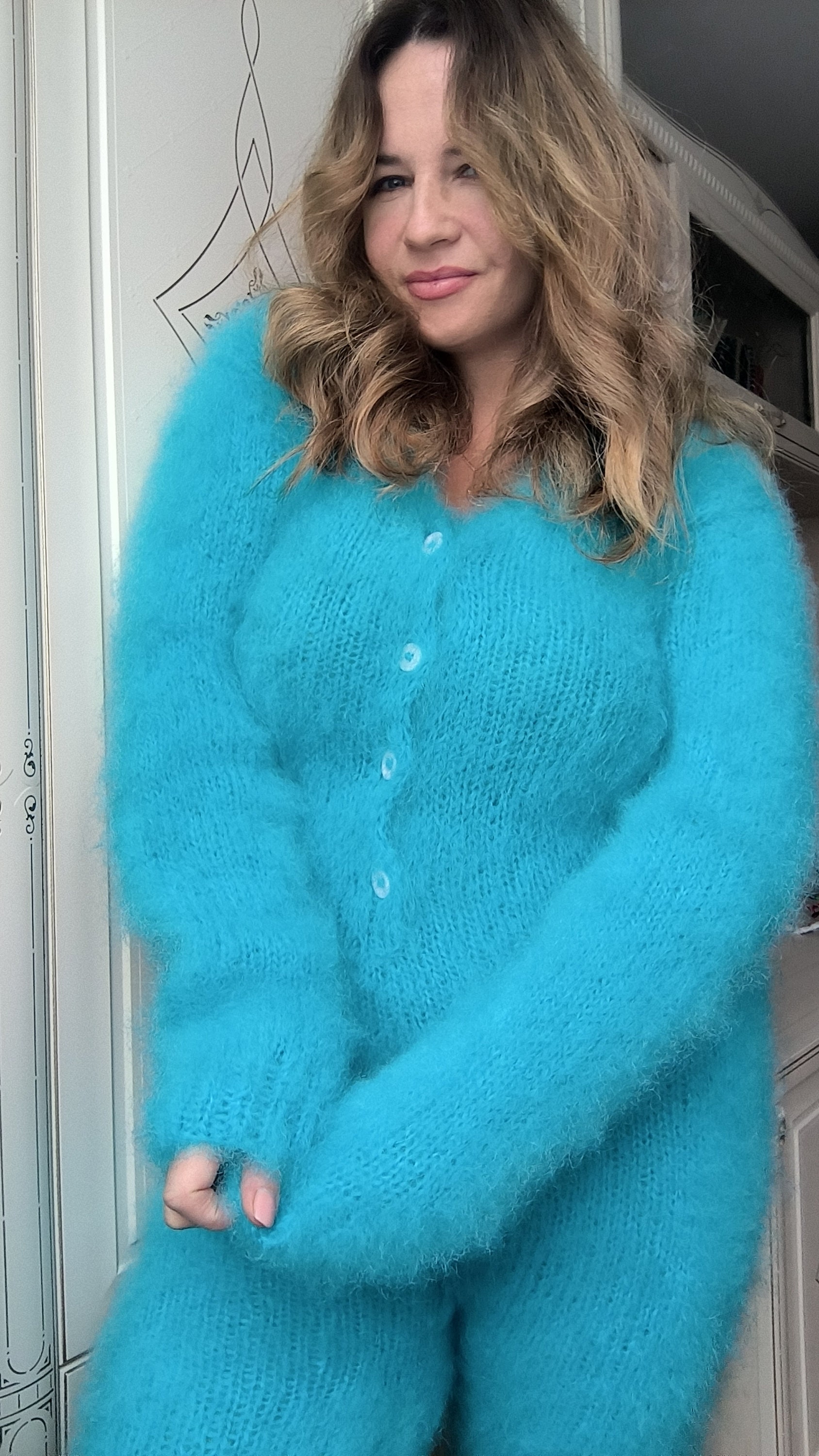 Fuzzy Blue Mohair Catsuit, Fluffy Mohair Suit - Etsy