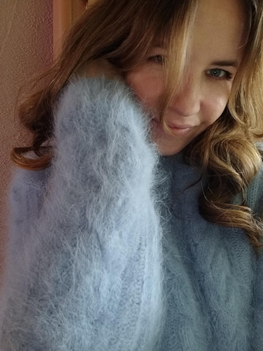 Fluffy Angora Sweater, Blue Cable Angora Sweater - Etsy Australia
