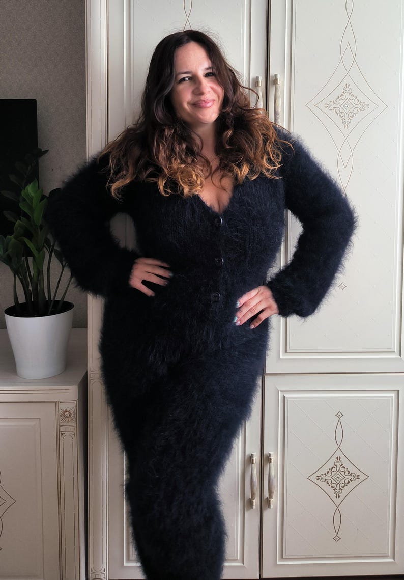 Fuzzy Mohair Catsuit Black Men Fluffy Warm Winter Mohair Suit - Etsy