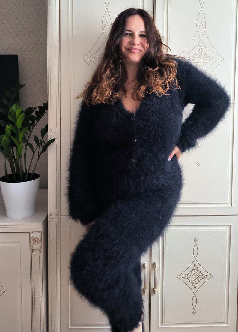 Fuzzy Mohair Catsuit Black Men Fluffy Warm Winter Mohair Suit - Etsy