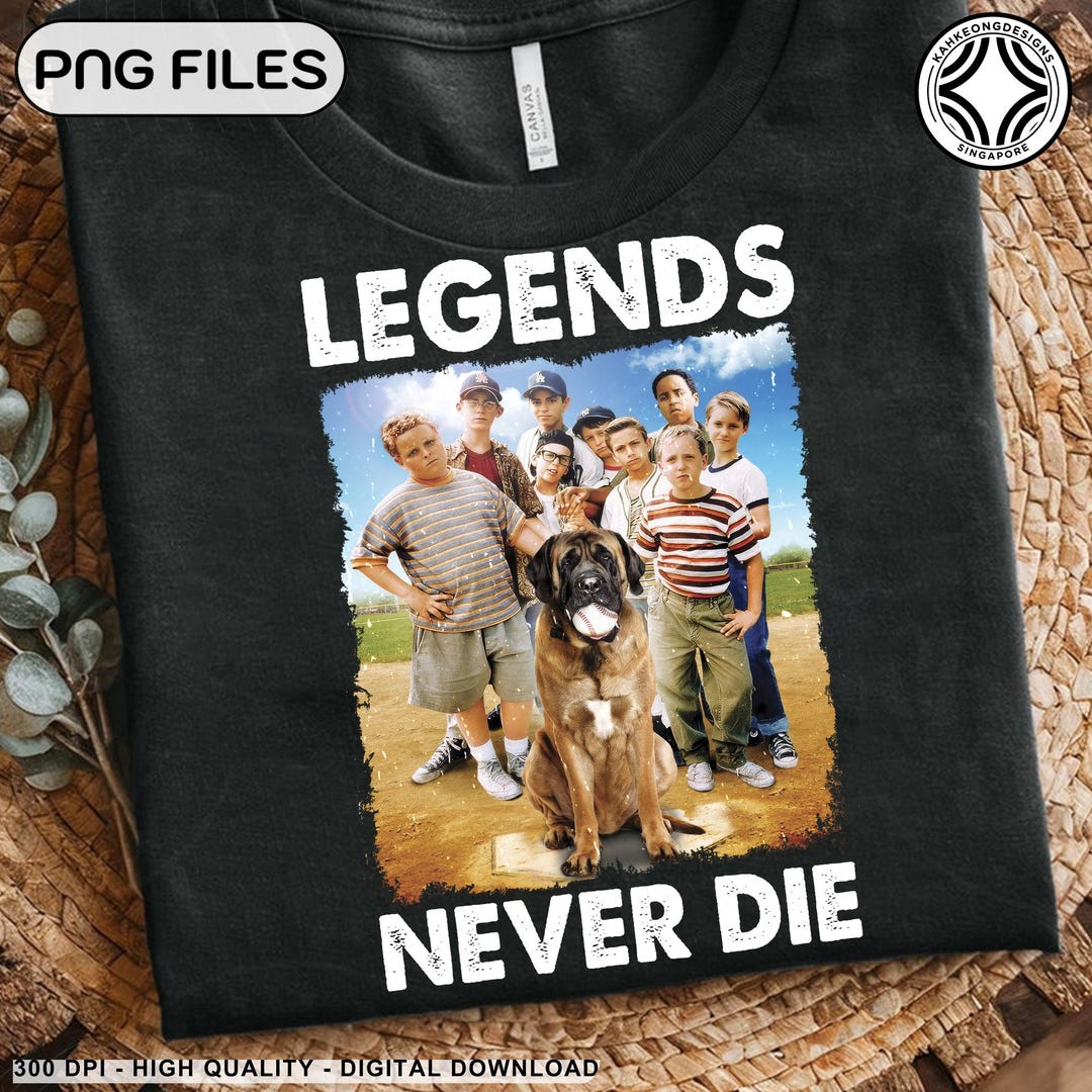 Retro 1990s Baseball Legends Never Die Png, Baseball Movie Shirt Design ...