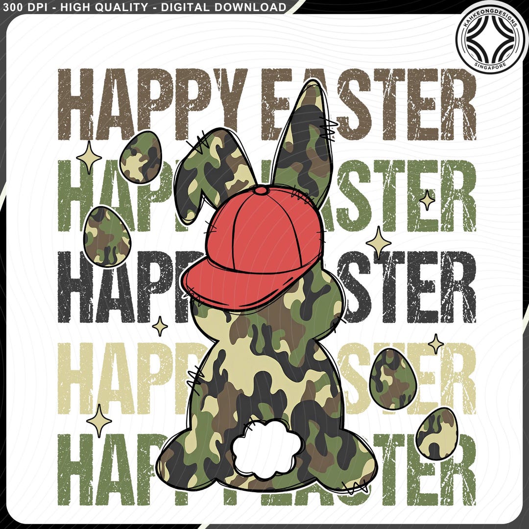 Happy Easter PNG, Camo Easter Bunny Png, Retro Easter Png, Easter ...