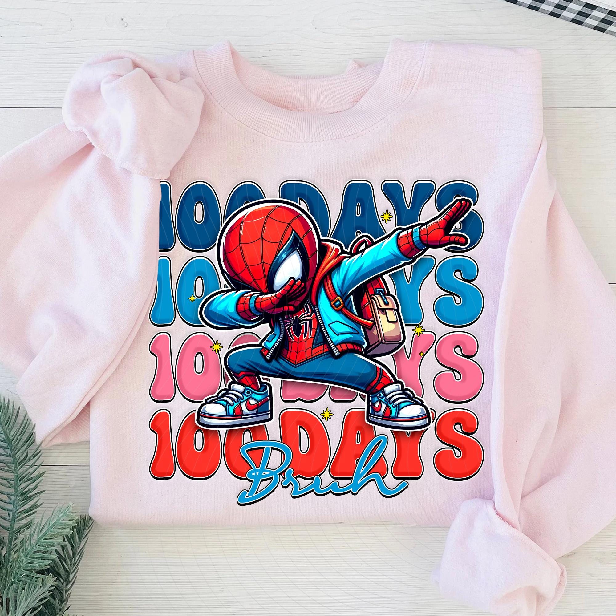 Retro 100 Days Bruh Png, Spider Cartoon Character Png, Happy 100 Days ...