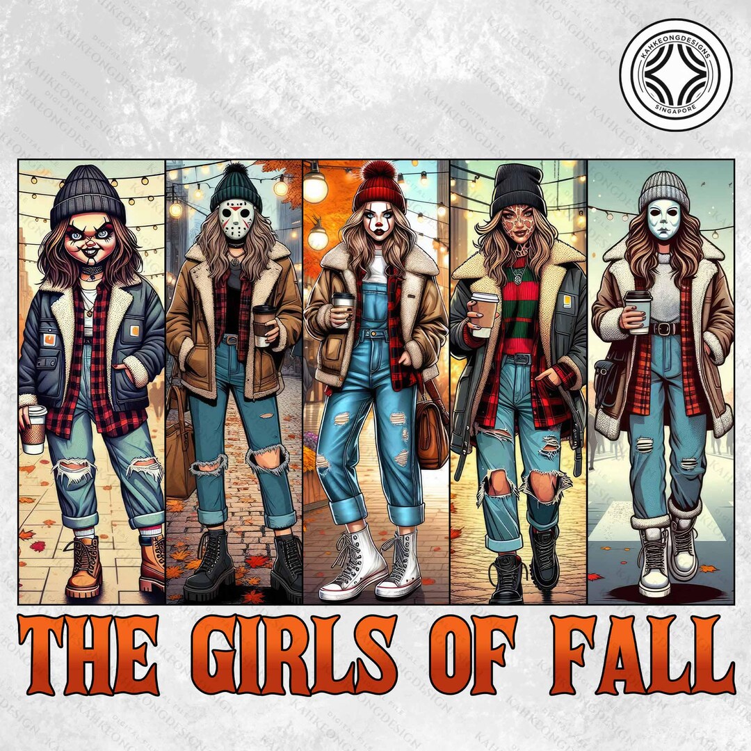 The Girls of Fall Png, Halloween Horror Character Png, Scary Halloween ...