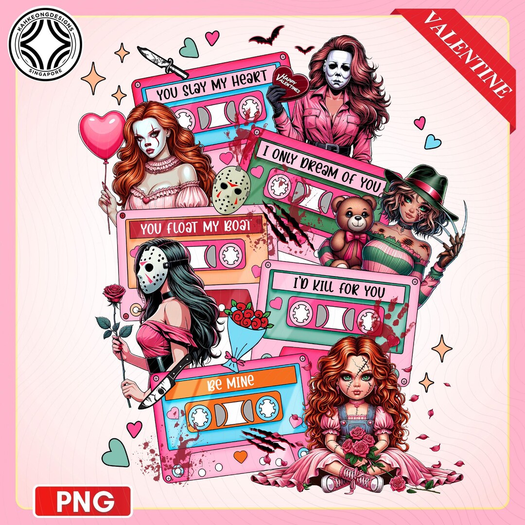 Valentine Horror Killers Png, Valentine Killer Love Png, Cassette Tapes ...