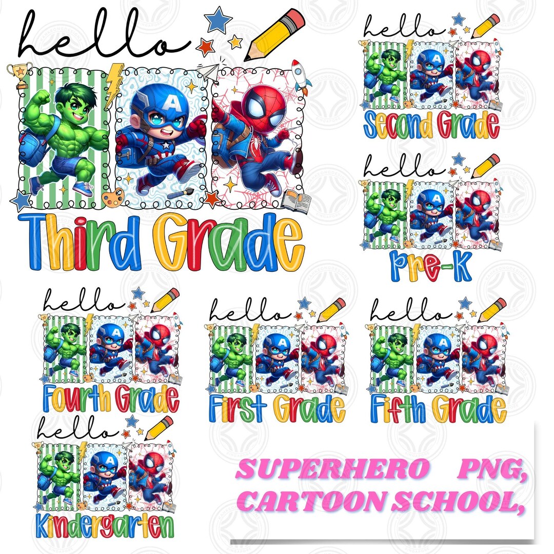 Superhero Back to School Png Bundle, Pre-k 1st/2nd/3rd/4th Grade Png ...