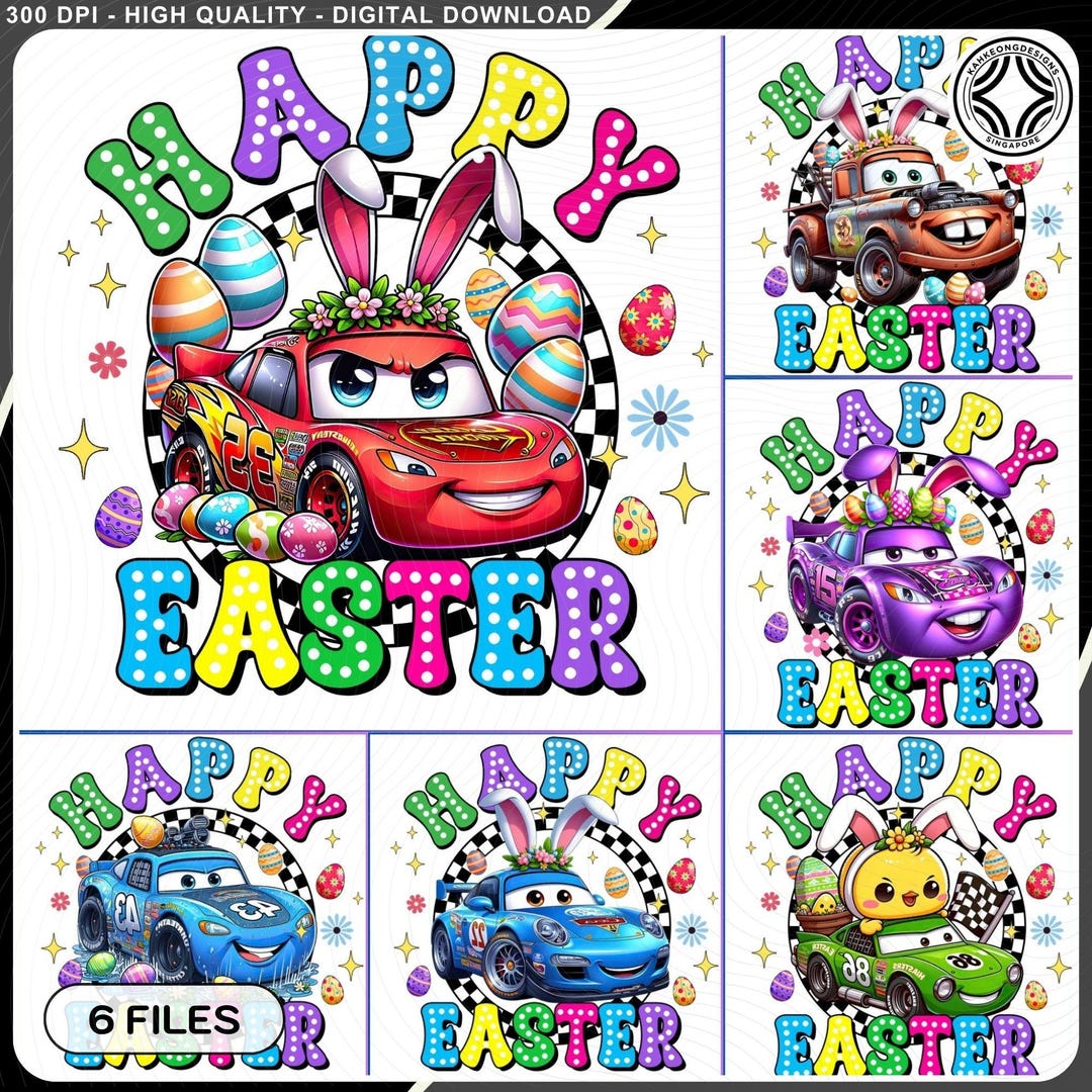 5+ Cartoon Easter Bundle Png, Chibi Car Movie Easter Cartoon Png Bundle ...