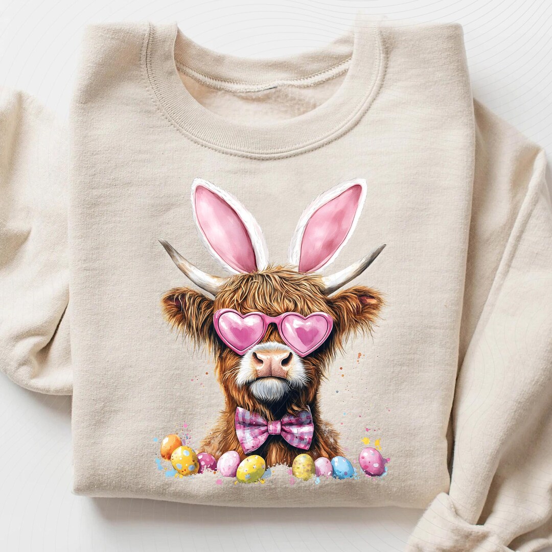 Highland Cow Easter Day PNG, Cute Cow Easter Png, Happy Easter ...