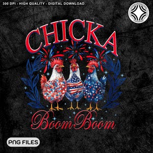 Funny Chicken 4th of July Png, Chicka Boom Boom Png, Usa Flag Png ...