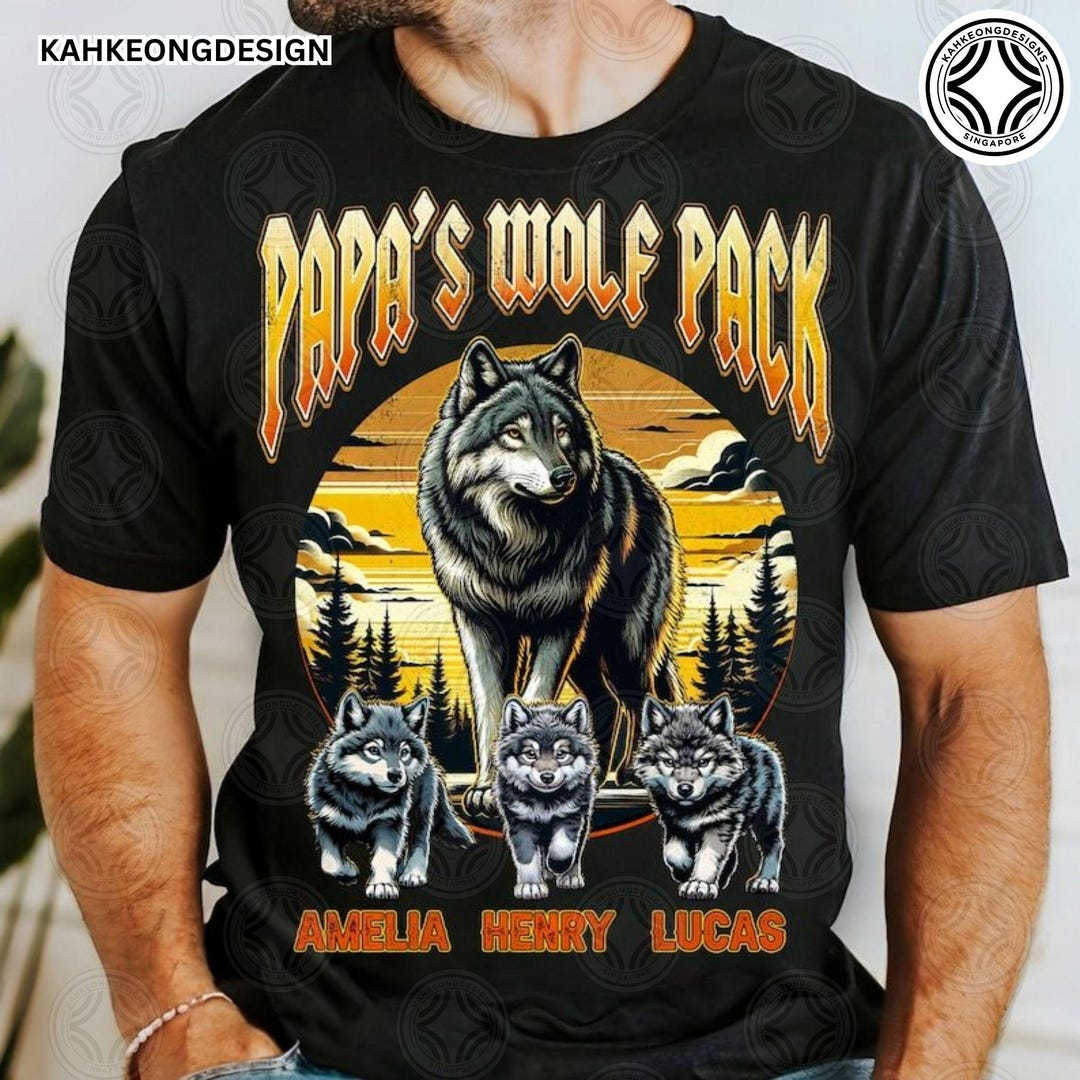 Personalized Papa's Wolf Pack Png, Grandpa Wolf Pack Png, Family Wolf ...