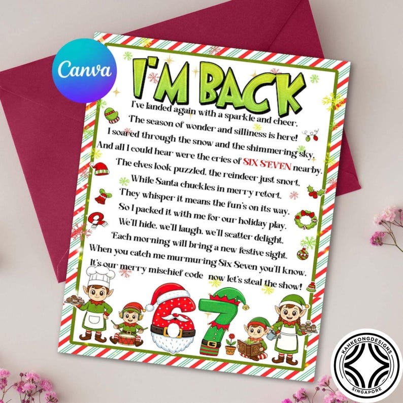 Elf Welcome Kids Slang Xmas Printable Template, 6-7 Elf Arrival Letter ...