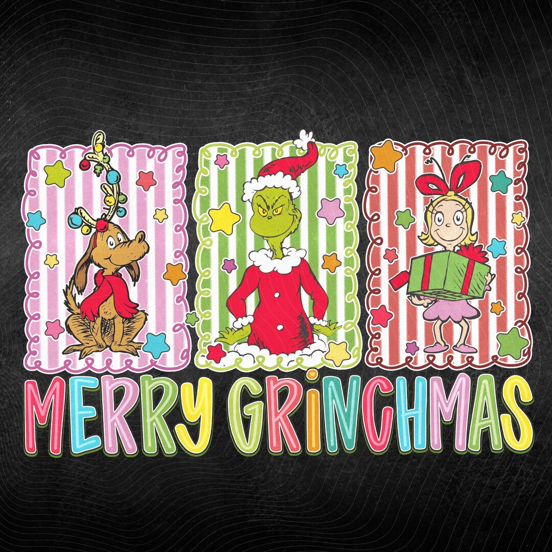 Merry Christmas Green Monster Png, Retro Christmas Friends Png, Preppy ...