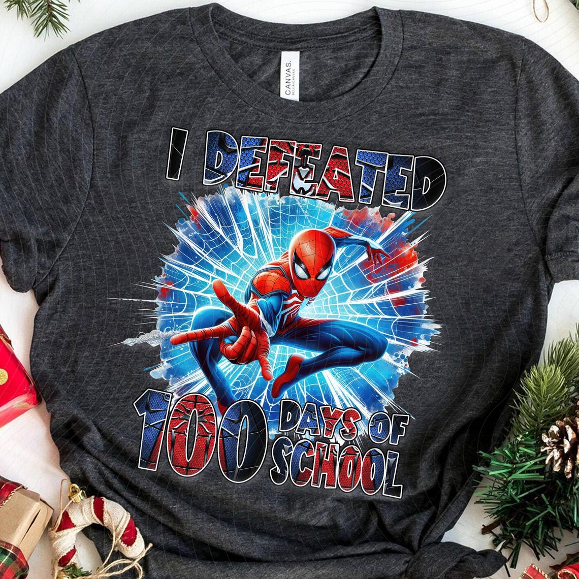 I Defeated 100 Days of School Png, Spider Cartoon Character Png, 100 ...