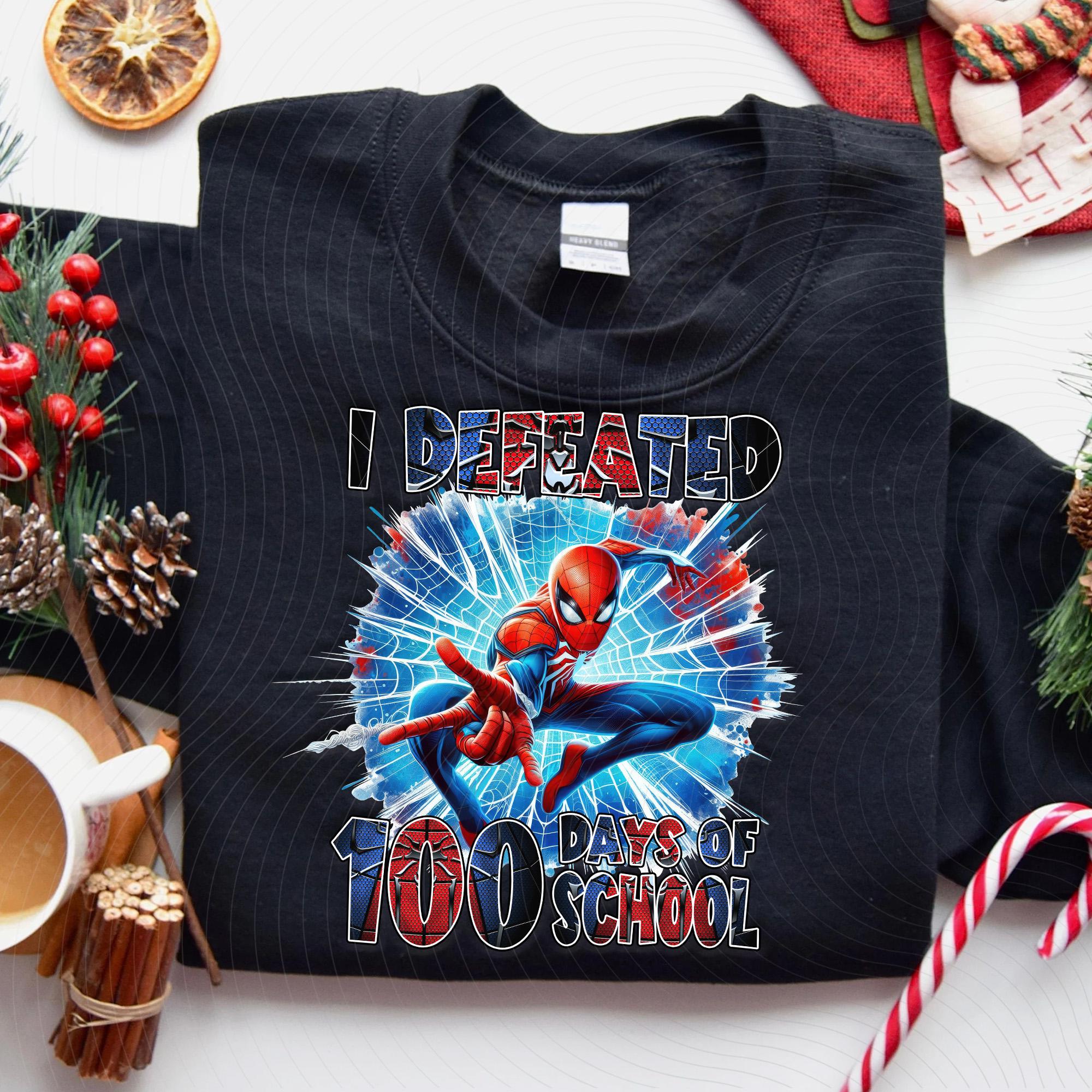I Defeated 100 Days of School Png, Spider Cartoon Character Png, 100 ...