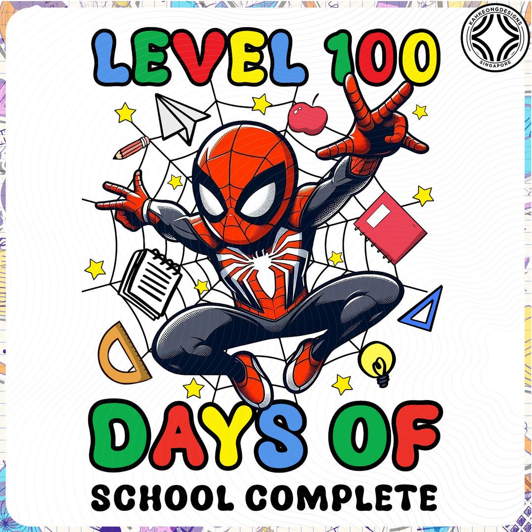 Cute Cartoon Happy Superhero 100 Days of School PNG, 100 Days of School ...