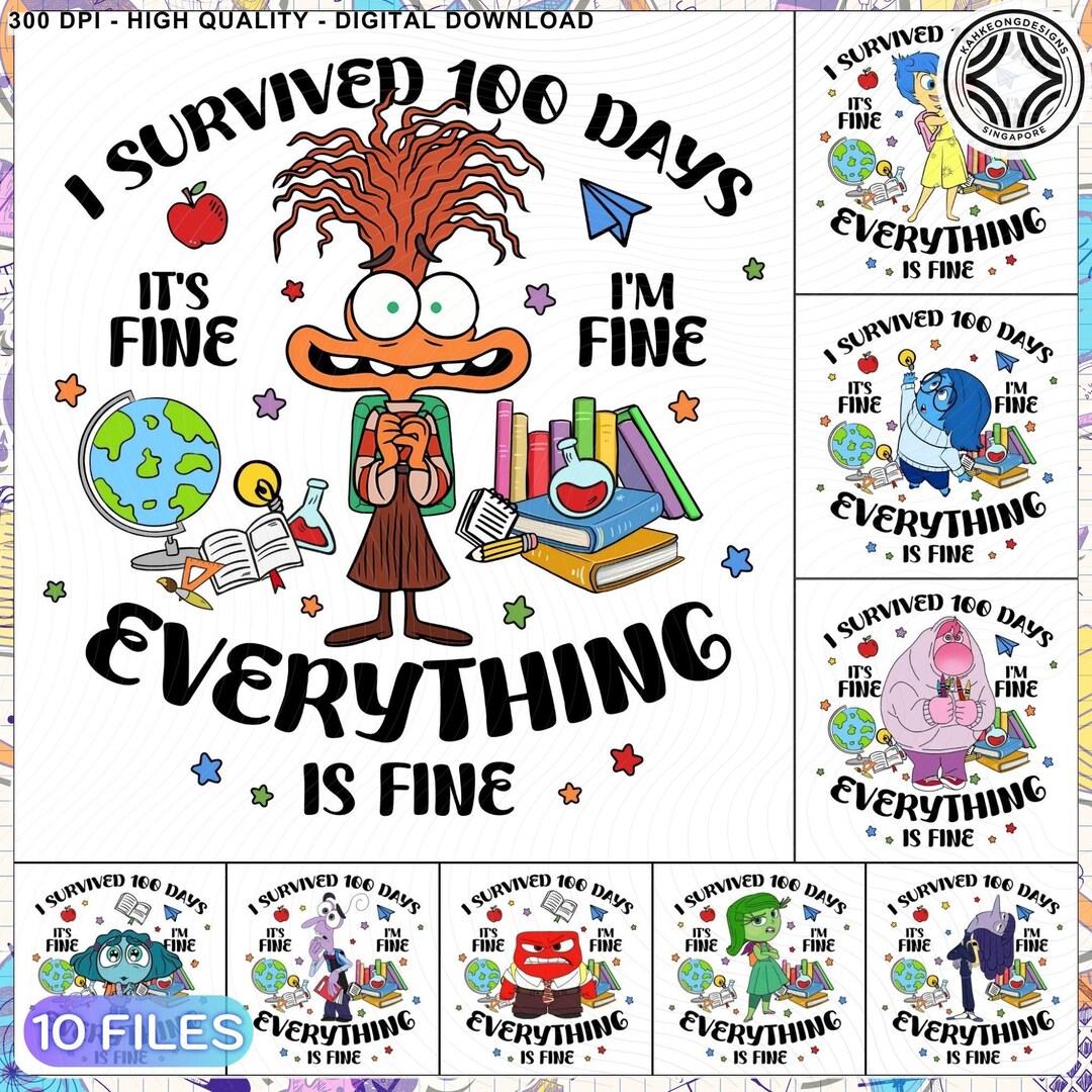9 I Survived 100 Days of School Png Bundle, School Png, 100 Days of ...