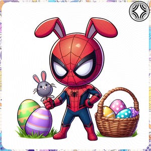 Happy Easter Day Png, Superhero Boys Chibi Easter Cartoon Png, Cartoon ...