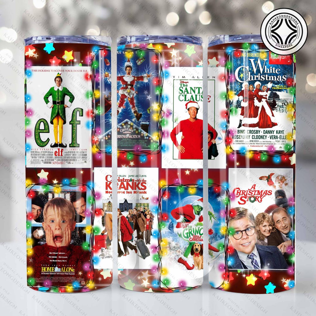 Christmas VHS Movies Friends 20oz Tumbler Wrap, 90s Christmas Comedy ...