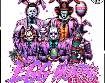 Easter Squad Funny Easter Horror Png, Easter Vibes Horror Png, Egg ...