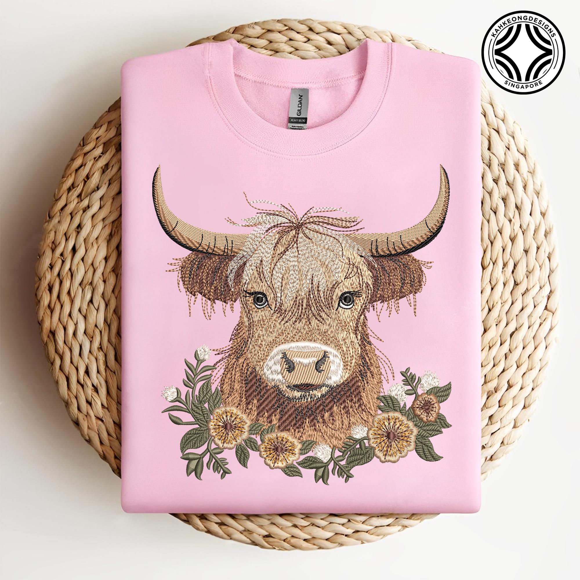 Highland Cow Embroidery Design, Farm Animal Embroidery Design, Animal ...