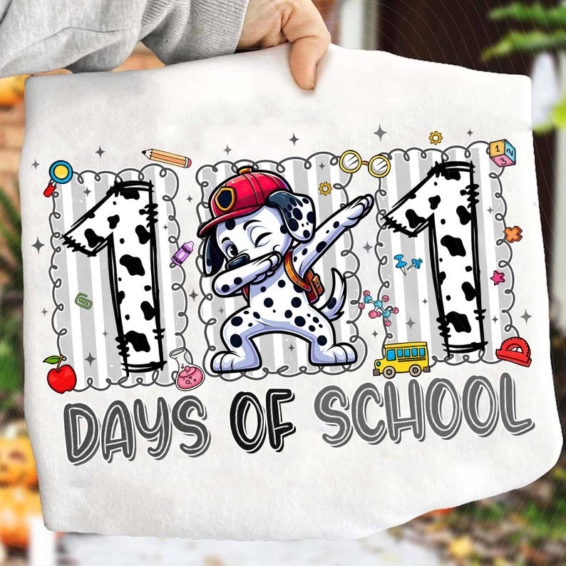 101 Days of School PNG, Funny 101 Days Smarter Png, Dabbing Dalmatian ...