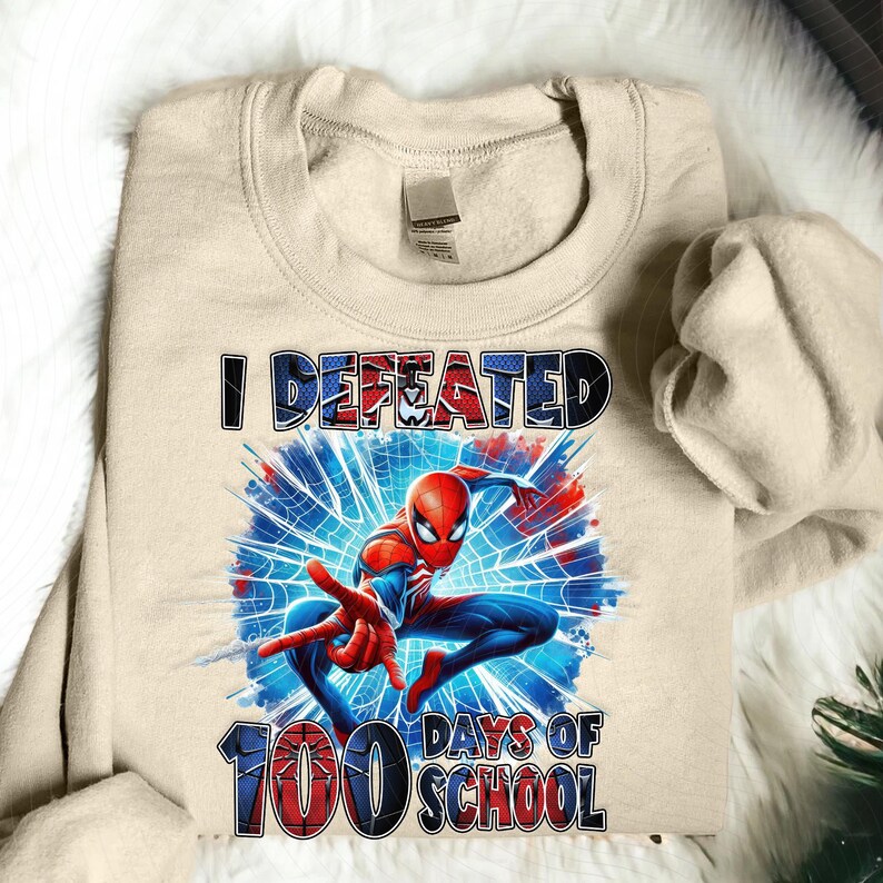 I Defeated 100 Days of School Png, Spider Cartoon Character Png, 100 ...