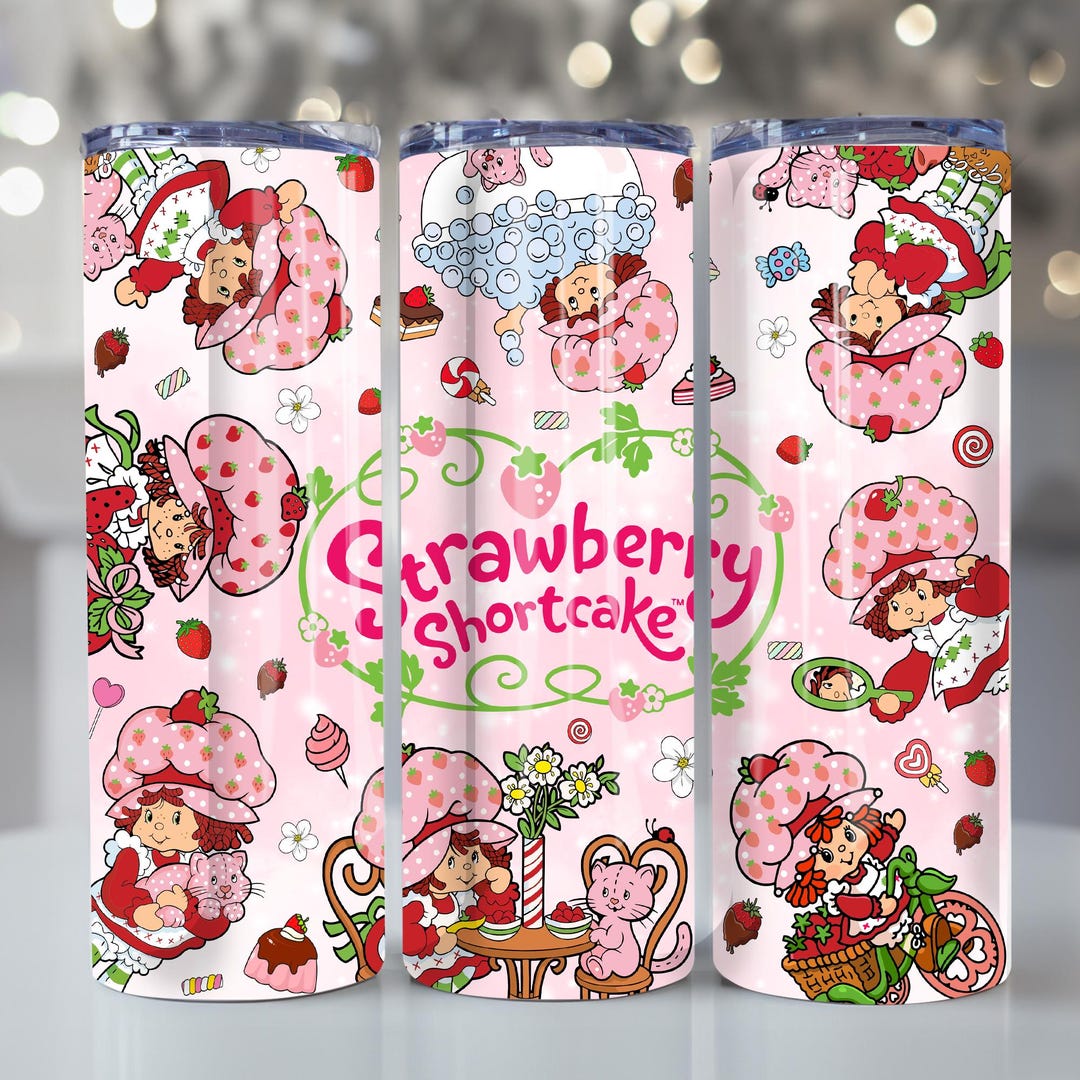 3D Inflated Strawberry 20oz Skinny Tumbler Wrap, Strawberry Cartoon ...