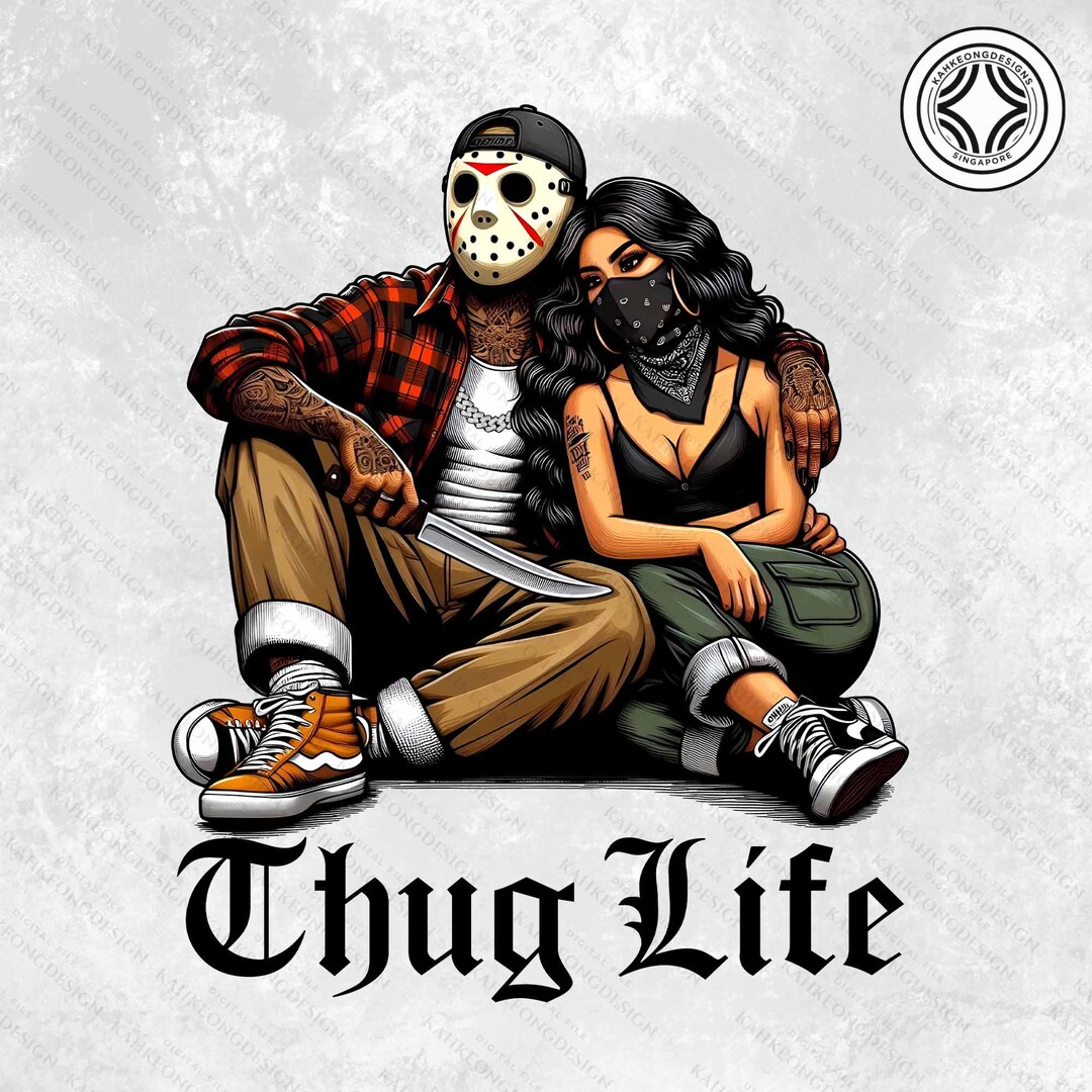 Chicano Couple Halloween Character Png, Thug Life Horror Movie Png, Cholo Matching Shirt Png ...
