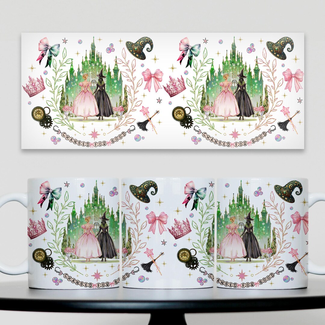 Coquette Bow Wicked Change for Good Mug, Defy Gravity Broomstick Magic ...