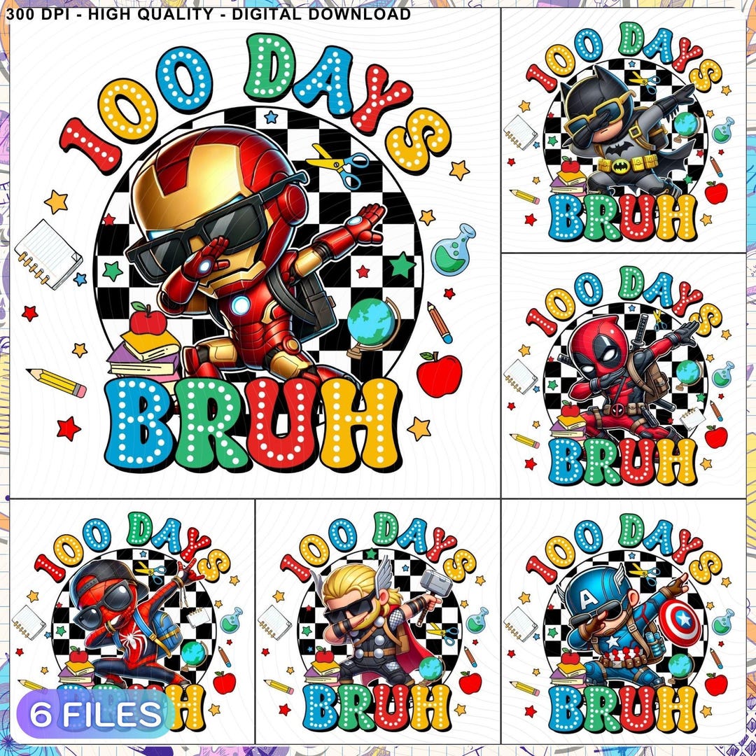 Bundle 100 Days of School Png, Cartoon 100 Days of School Png ...