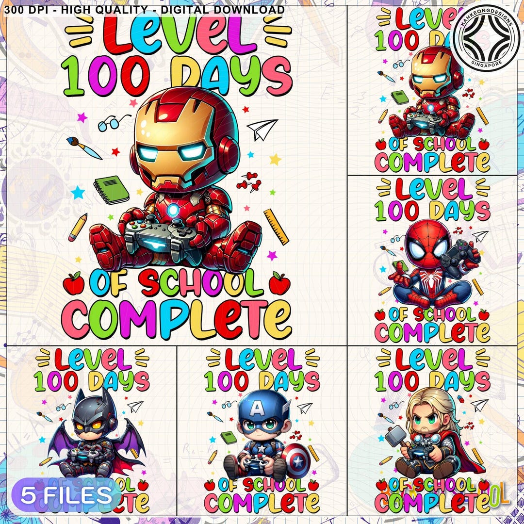 Bundle 100 Days of School Png, Level 100 Days of School Complete Png ...