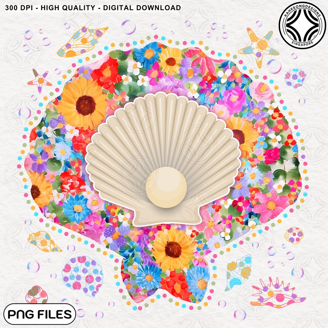 Preppy Seashells Png, Summer Vibes Png, Retro Floral Summer Png, Ocean ...