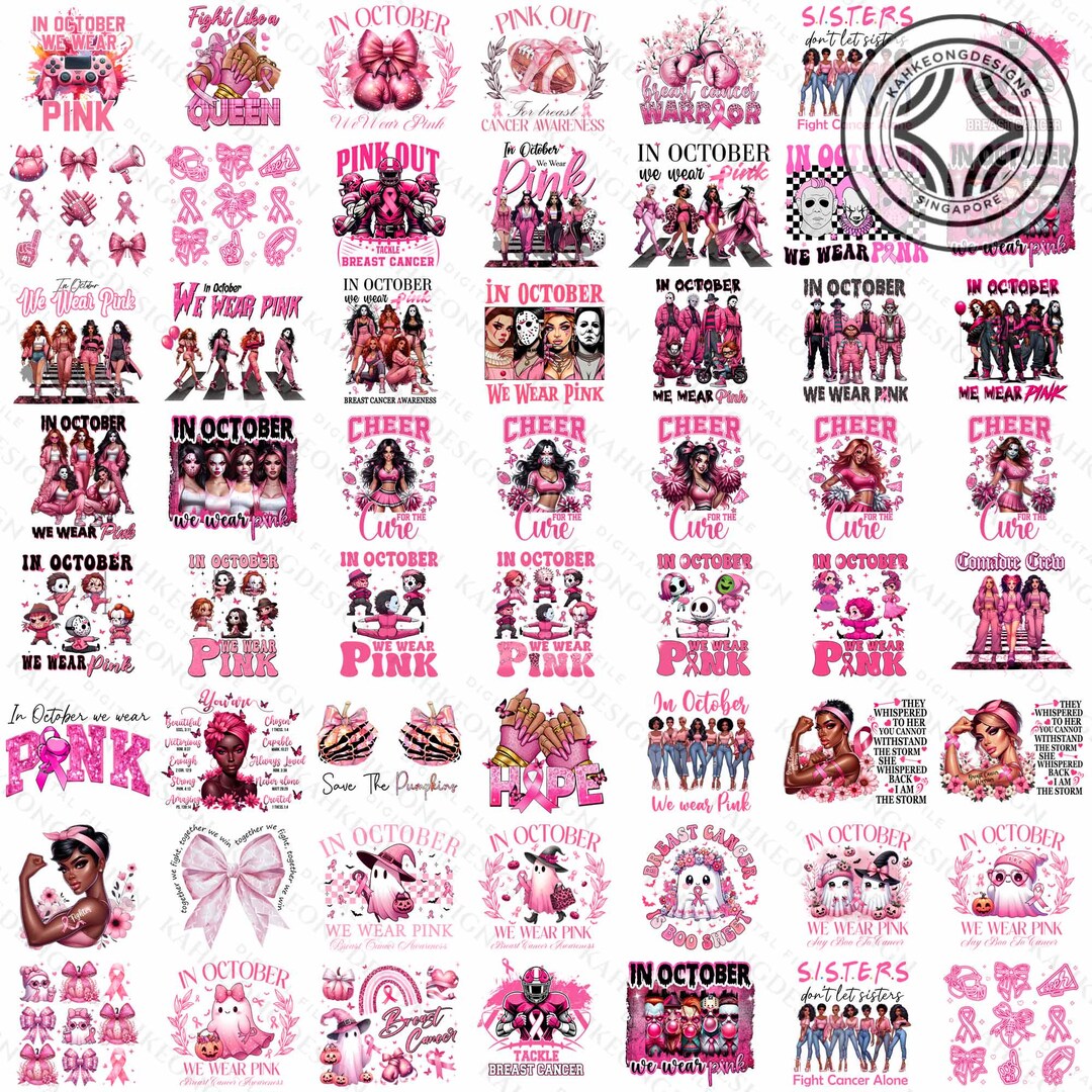 50 in October We Wear Pink Png Bundle, Horror Movie Pink Png, Pink ...