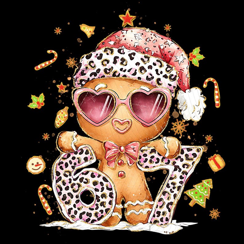 Gingerbread Man Six Seven Meme Christmas Mean Guy Png, Viral Funny 6 7 ...