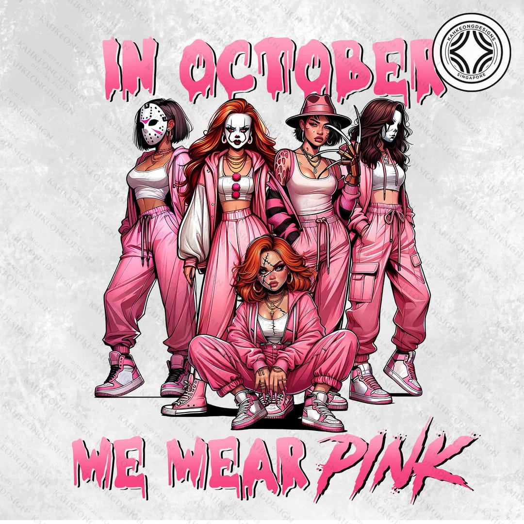 In October We Wear Pink Png, Horror Movie Png, Pink Slasher Movie Png ...