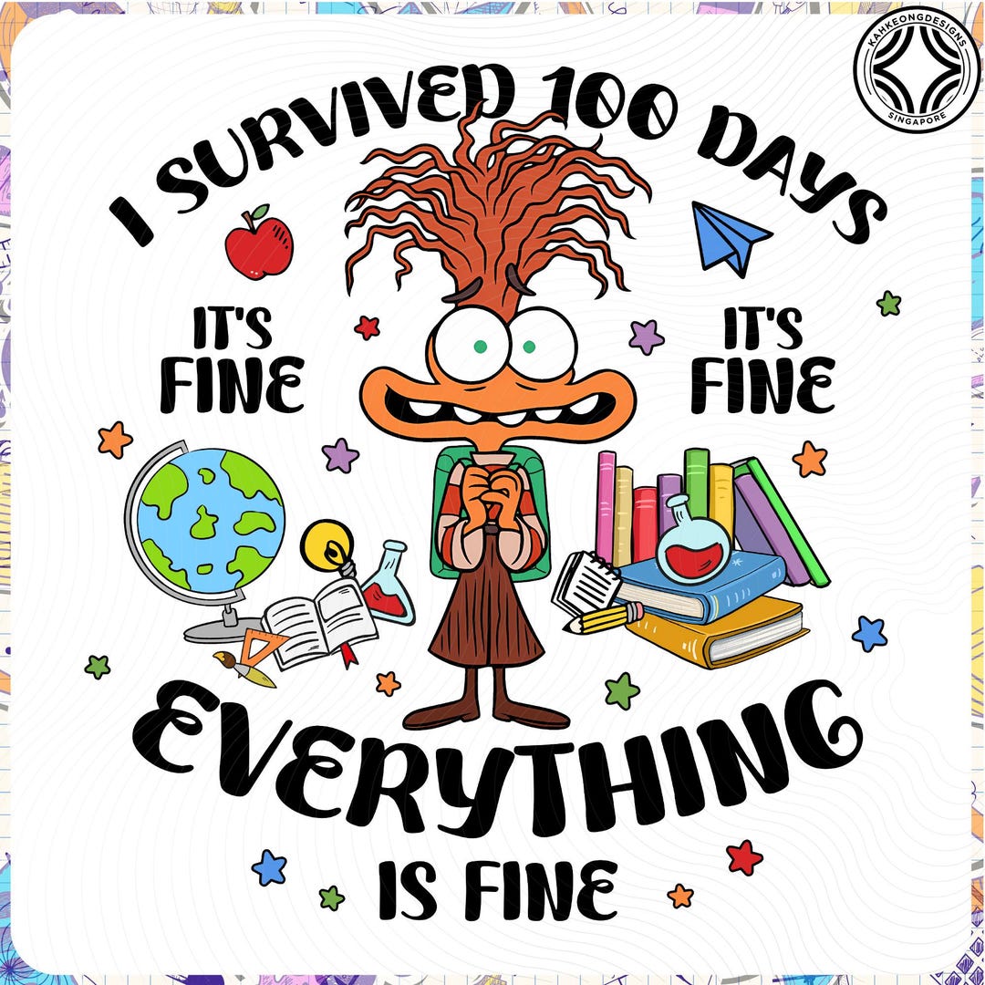 I Survived 100 Days of School Png, Cartoon School Png, 100 Days of ...