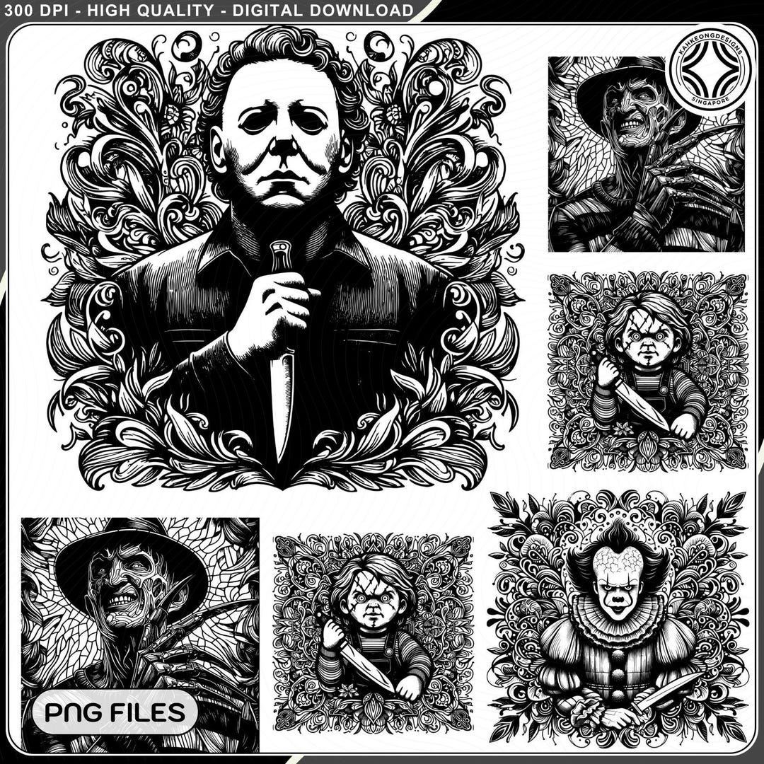 5+ Horror Movie Svg Bundle, Horror Killers Svg, Scary Movie Characters ...