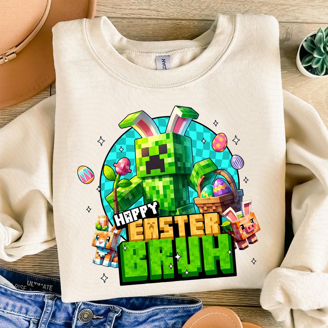 Happy Easter Bruh Png, Boys Mining Easter Png, Retro Easter Png ...