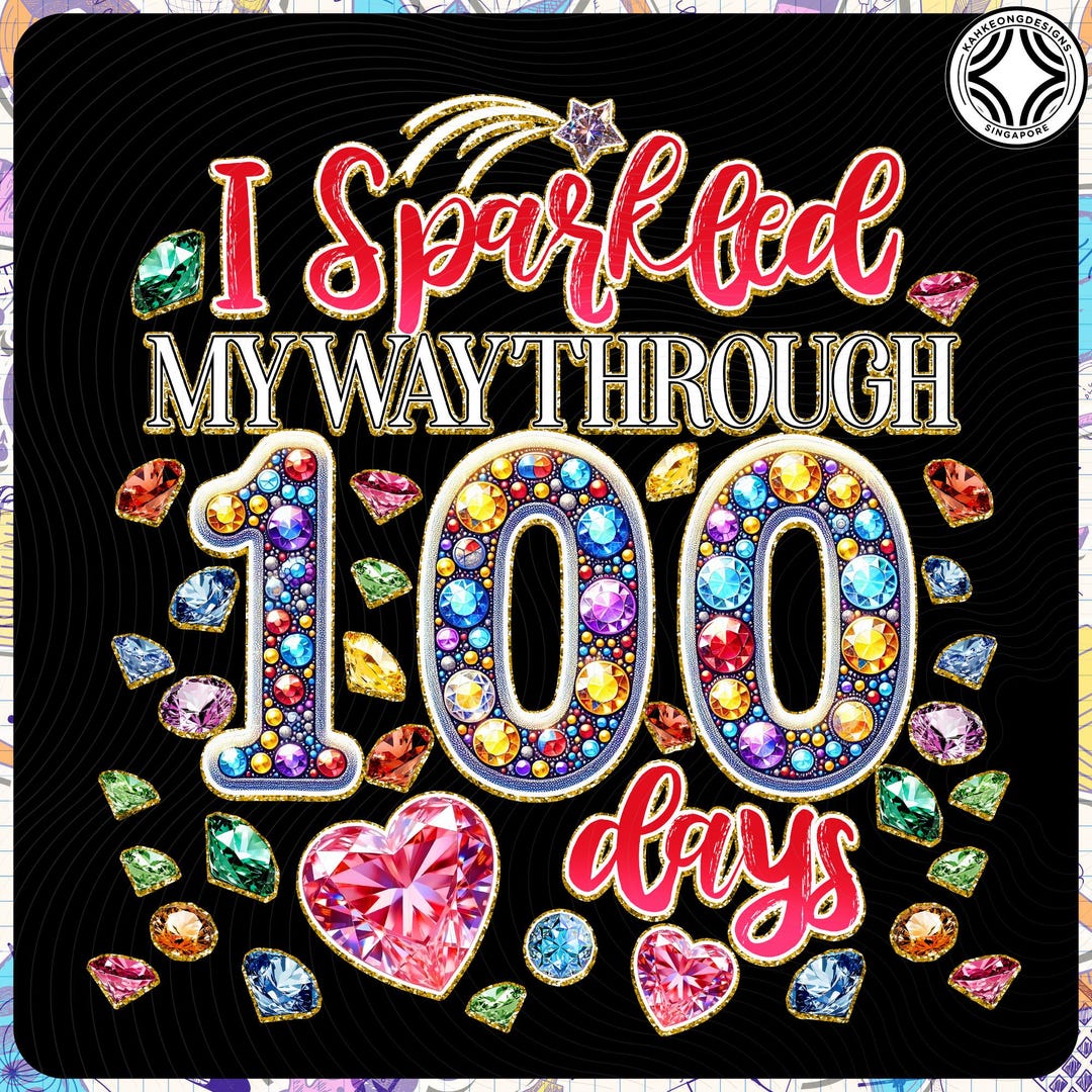 100 Days Brighter Sparkling Png, Happy 100 Days of School Png ...