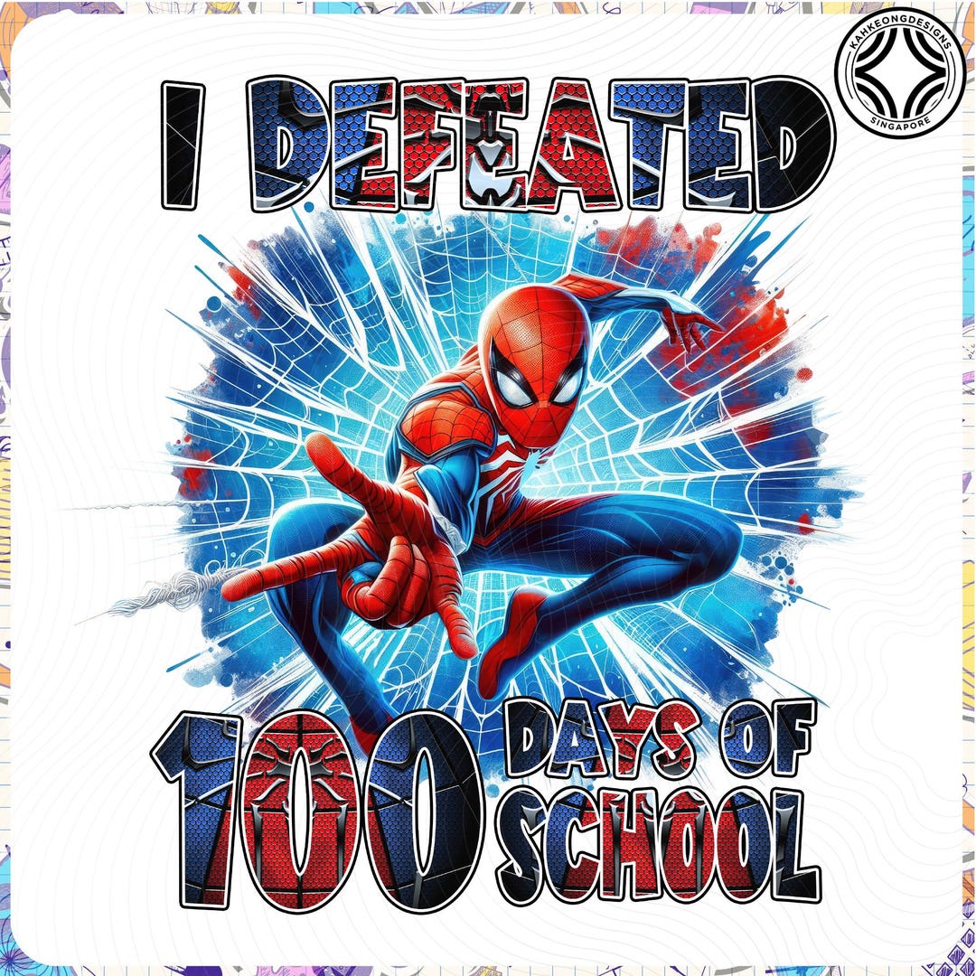 I Defeated 100 Days of School Png, Spider Cartoon Character Png, 100 ...