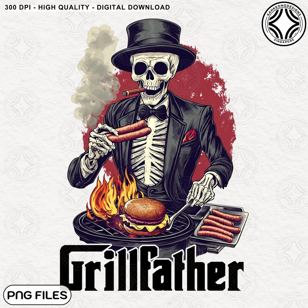 Funny Grill Father Png, Dad Joke Grillfather Png, Snarky Skeleton Dad ...